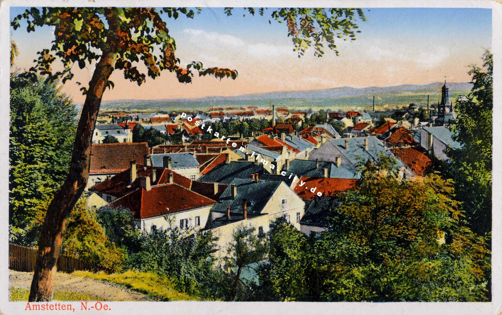 Amstetten 1930 - Alte Ansicht vom Krautberg aus Richtung Hauptplatz mit ...